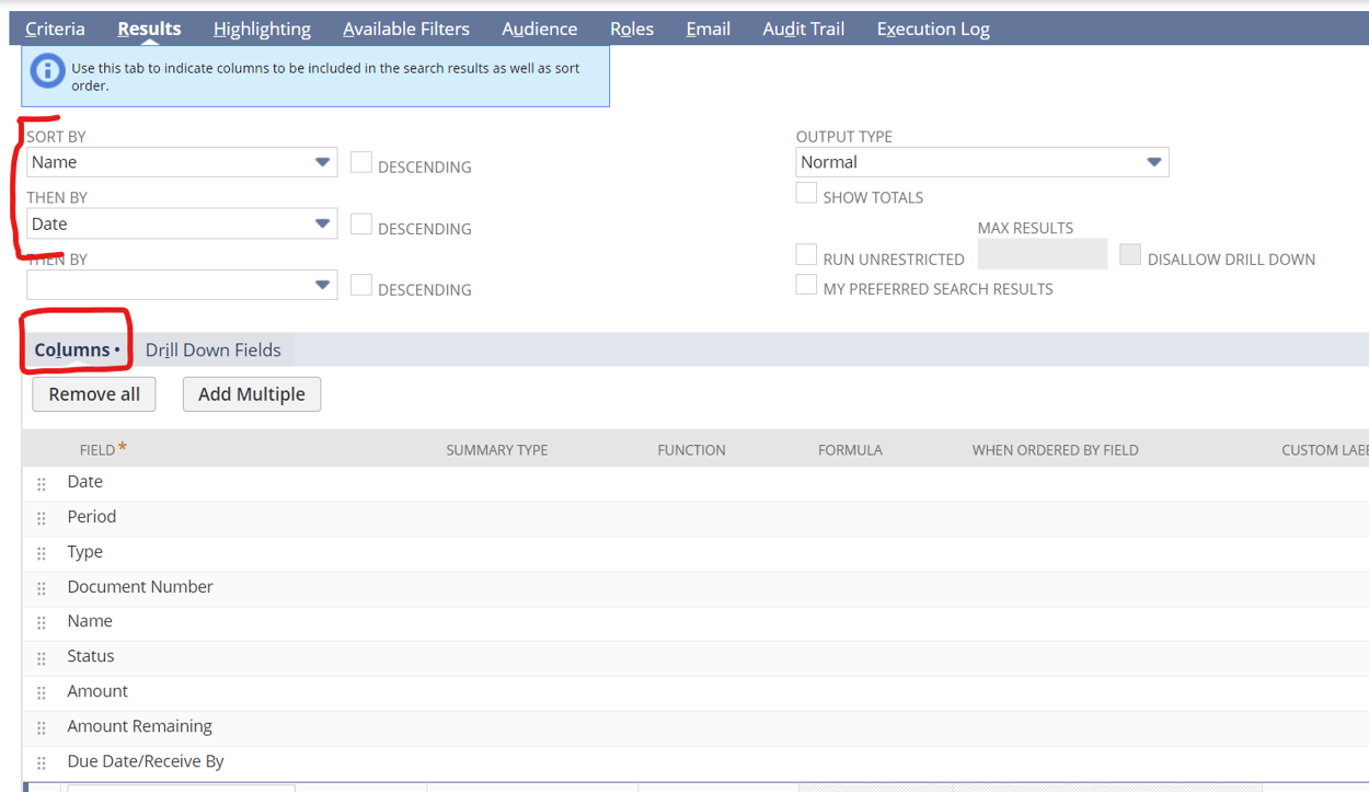How to build a saved search for accounts receivable management